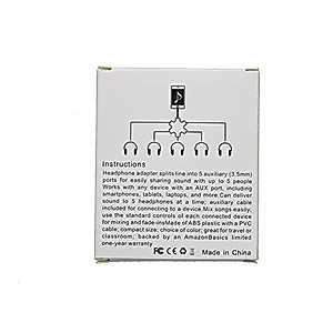 MAOYE 5-Way Multi Headphone Audio Splitter Connector Headphone Splitter, 3.5mm Audio Stereo Splitter Cable 1 Male to 5 Port Female Earphone Headset Splitter Adapter Compatible with iPhone, Samsung,