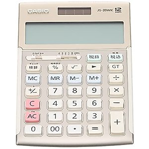 Casio full-scale practice calculator verification, tax calculation just type 12-digit JS-20WK-GD