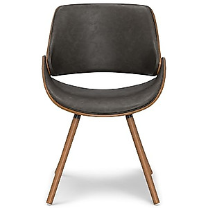 SIMPLIHOME Malden Dining Chair in Distressed Brown Vegan Leather, 22.8" W x 20.9" D x 30.9" H, Mid-Century Modern Wood Back Chair for Dining Room