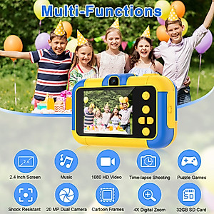 Kids Camera, Upgrade 1080P HD Camera for Kids with 32GB Card, 40MP Kids Digital Camera for Boys Girls Age 3-12, Perfect Christmas Birthday Festival Gifts for Toddler