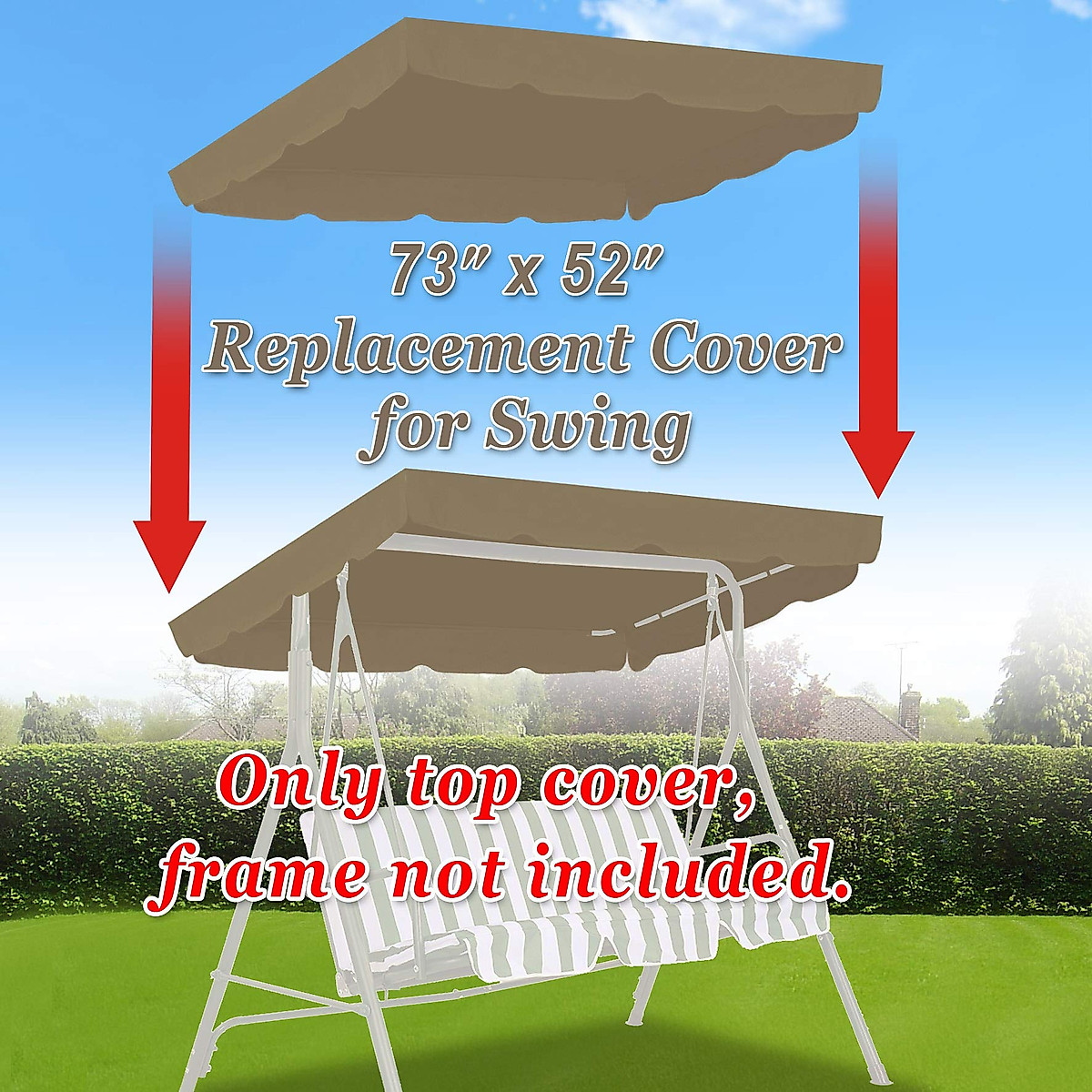 Strong Camel Patio Swing Cover Garden Outdoor Swing Replacement Canopy Cover (73"x52", Taupe)