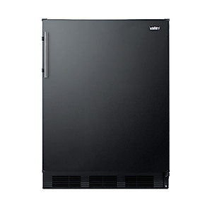 Summit Appliance FF63BK Freestanding Residential Counter Height 24" Wide All-refrigerator in Black Exterior with Auto Defrost, Deluxe Interior, Pro Style Handle and Adjustable Thermostat