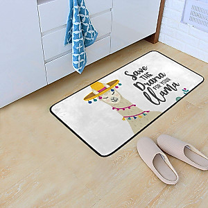 Kitchen Rugs Cute Llama Alpaca with Cactus Design Non-Slip Soft Kitchen Mats Bath Rug Runner Doormats Carpet for Home Decor, 39" X 20"