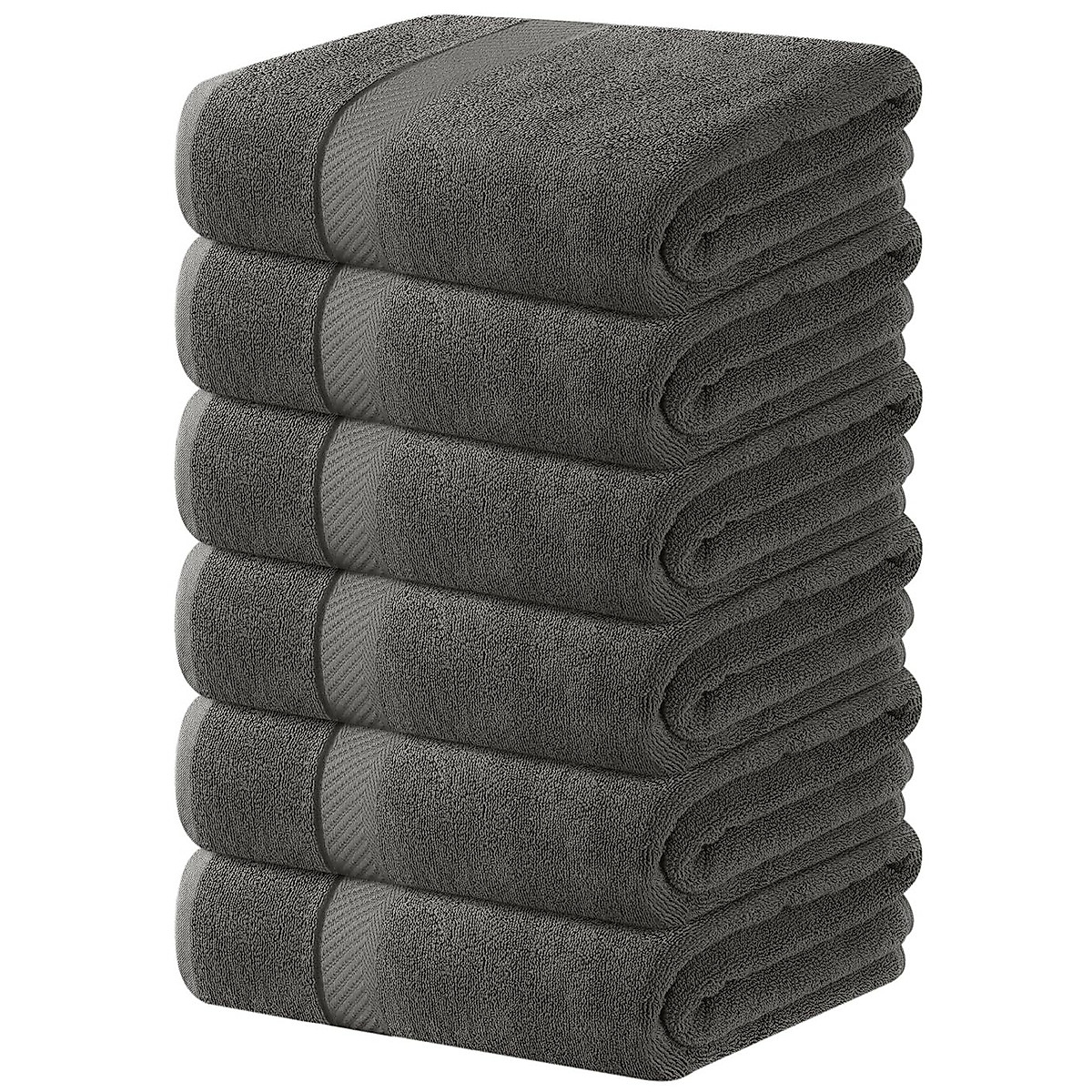 Oakias 6 Pack Small Cotton Towels Grey – 22 x 44 Inches 500 GSM – Hotel, Pool & Gym Towels – Highly Absorbent