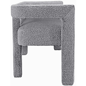 Meridian Furniture Athena Collection Modern | Contemporary Boucle Fabric Upholstered Bench, 66.5" L x 21" D x 27" H, Grey