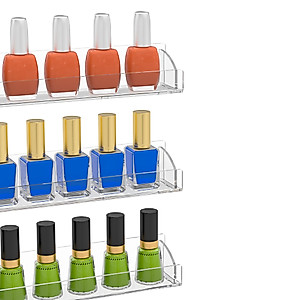Hexsonhoma 30 Inch Clear Nail Polish Wall Rack with Removable End Caps Set of 6, Acrylic Nail Polish Organizer Wall Mounted,Nail Polish Sorage Shelves for 192 Bottles (30 Inch)
