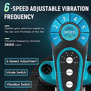 Antstone Tile Vibration Tool 283mm Suction Cup 400kg Adsorption Handheld Tile Installation Leveling Machine Tile Vibrator Tool for Tiling Leveling Laying Max.28000r/Min 6 Speeds 12500mAh