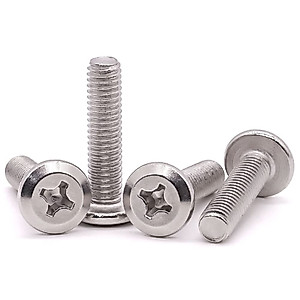 M5 x 8mm (50 PCS) Round Phillips Drive Head Binding Screws, Machine Screws, 304 Stainless Steel 18-8, Full Thread, Furniture Screws Connector Bolts