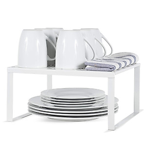 BGT Skab Kitchen Cabinet Organizer Plates, Pots and Pans Organizer Mug Holder Self - Standing Kitchen Storage & Spice Rack, Steel White