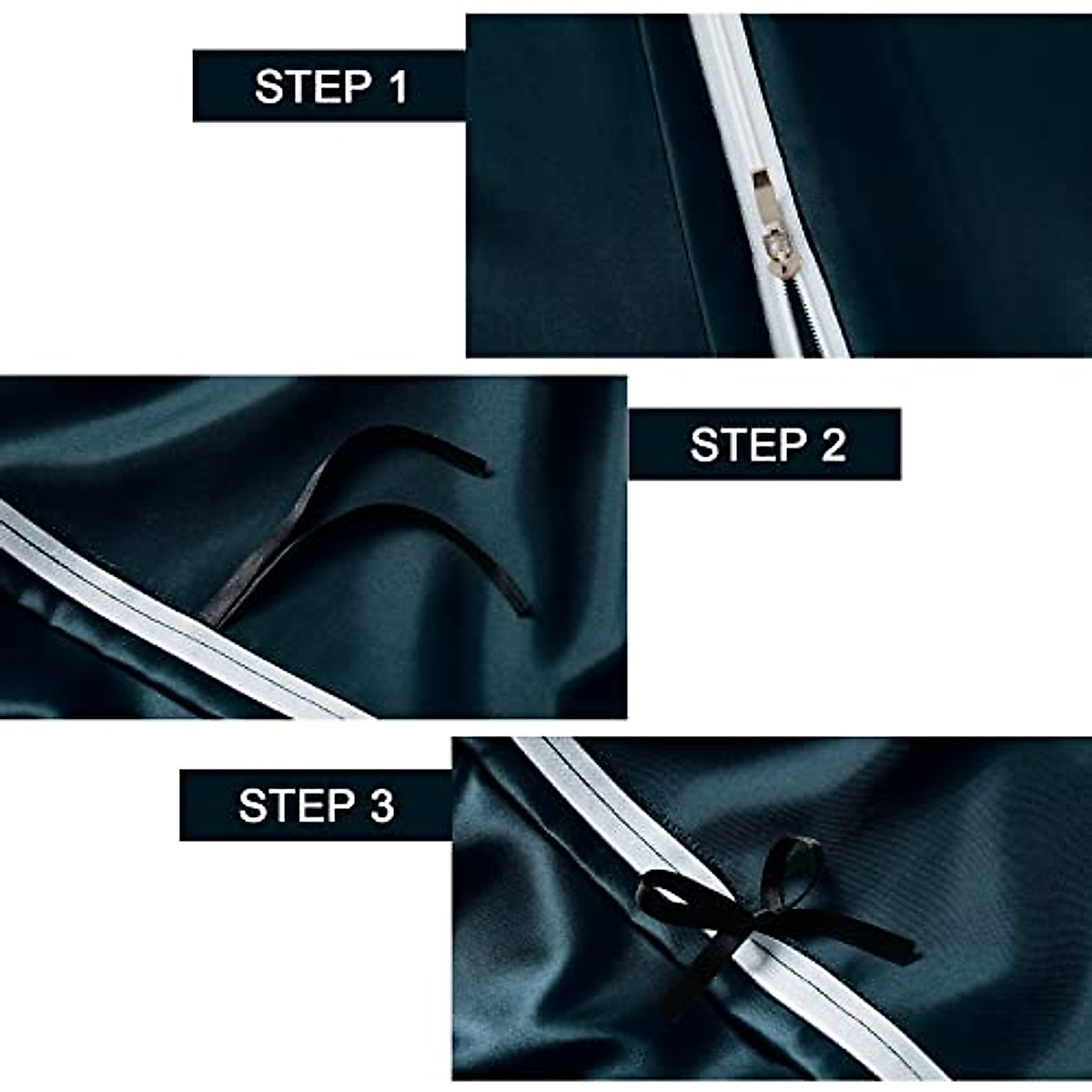 Homiest 90"x90" Duvet Cover for Weighted Blanket, Deep Sea Blue Satin Weighted Blanket Cover with 8 Ties, Silky & Removable Zippered Duvet Cover Heavy Blanket Duvet Cover for Adults