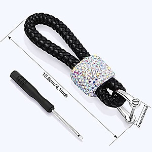 SAVORI Car Keychain Rhinestones Car Key Fob Keychains Bling Key Chain Holder with D-Ring for Men and Women (AB)