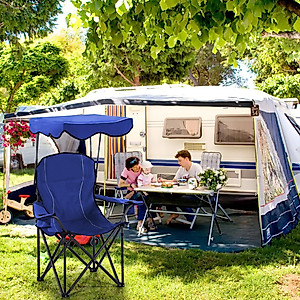 LET'S CAMP Camp Chair with Shade Canopy Folding Camping Recliner Chair with Carry Bag for Outdoor Camping Hiking Beach, Heavy Duty 350 LBS