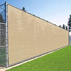 SunnyRoyal Privacy Fence Screen Heavy Duty Windscreen Net Fabric Cloth with Brass Gromments Perspective Block UV Resistant Heavy Duty Commercial Grade Beige 2'x86'