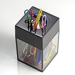 Officemate Small Clip Dispenser with Magnetic Top, Clear/Black (93687)