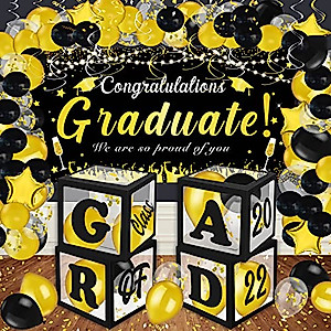 KMUYSL 2022 Graduation Party Decorations, Graduation Balloon Boxes & 2022 Graduation Banners Set with Grad Balloons, Grad Hanging Spiral, Graduation Decorations Supplies for Indoor Outdoor Decor