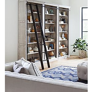 Martin Furniture Avondale 8' Tall Bookcase Wall with Ladder, Storage Organizer, Display Shelf for Office, White