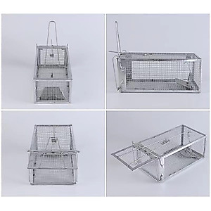 Generic HUIYGC Rat Trap, Chipmunk Rodent Trap Working for Indoor and Outdoor to catch Small Animal - Mouse Voles Hamsters Humane Cage Trap-N (2), silver