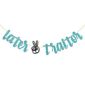 MonMon & Craft Later Traitor Banner / We'll Miss You Banner / Job Change / Going Away Last Day Party / Retirement Banner / Graduation Party Supplies Sky Blue