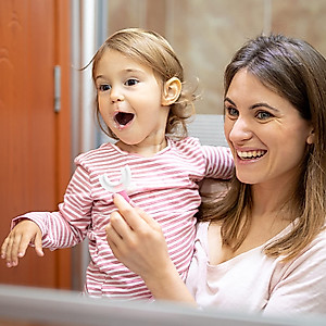 VIJIGIA 2 Pack Kids U-Shaped Toothbrush ,Food Grade Soft Silicone Brush Head, 360° Oral Teeth Cleaning Design for Toddlers and Children