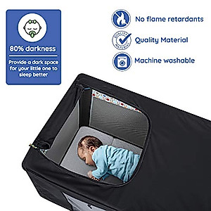 Minnebaby Darkening Cover for Pack N Play, Breathable Travel Crib Shade Canopy Tent for Baby Better Sleeping and Napping