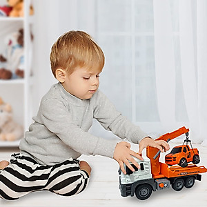 ArtCreativity Light Up Tow Truck Toy, Scale Model Tow Truck with Movable Flat Bed, Lights, Sound, and Small Car Toy for Kids, Interactive Tow Truck Toys for Boys and Girls, for Ages 3 and Up