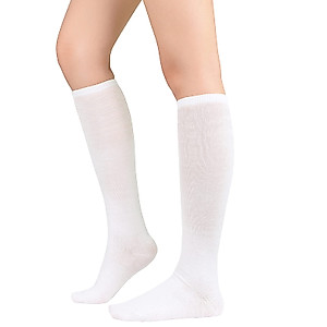 American Trends Knee High Socks for Women Casual Athletic Solid Color Thigh High Socks Leg Warmers Compression Socks 1 Pack White