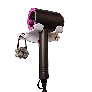 WANLIAN Universal Hair Dryer Bracket Wall Mount Shelf Hair Dryer Holder, Wall Mount Bathroom Hair Blow Dryer Rack, Wall Hair Dryer(White)