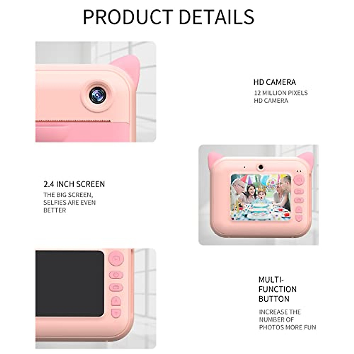 Kids Camera, Digital Camera for Kids Boys and Girls - 24MP Children's Camera with LCD Screen, Full HD 1080p Rechargeable Electronic Mini Camera for Students, Teens, Kids