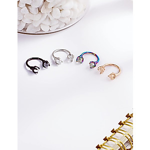 Ftovosyo 4Pcs Glow in the Dark Dragon Claws Circular Horseshoe Barbell Surgical Steel Nose Septum Rings Hoop Daith Earring Helix Vertical Lip Piercing Jewelry for Women Men