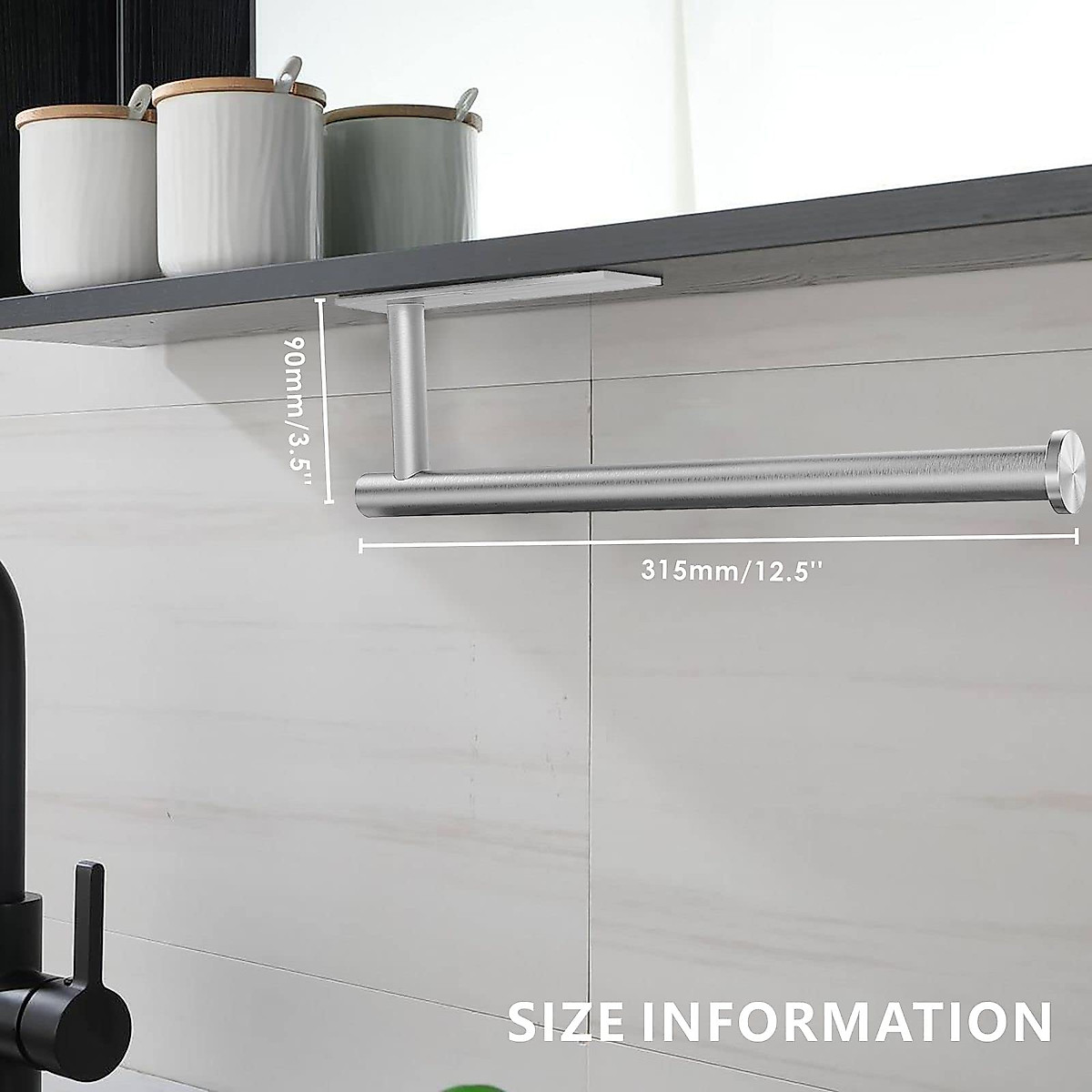 Paper Towel Holder - Eolax Under Cabinet Paper Towel Bar for Kitchen, Wall Mount Self Adhesive or Drilling Paper Towel Rack, 304 Stainless Steel (Brushed Nickel)