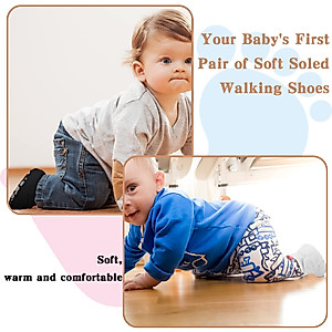 Bencailor 2Pair Baby Booties Unisex Newborn Baby Cotton Booties Warm Sock Shoes Nonslip Stay on Baby Shoes with Gripper Soles (Black, White,6-12 Months)