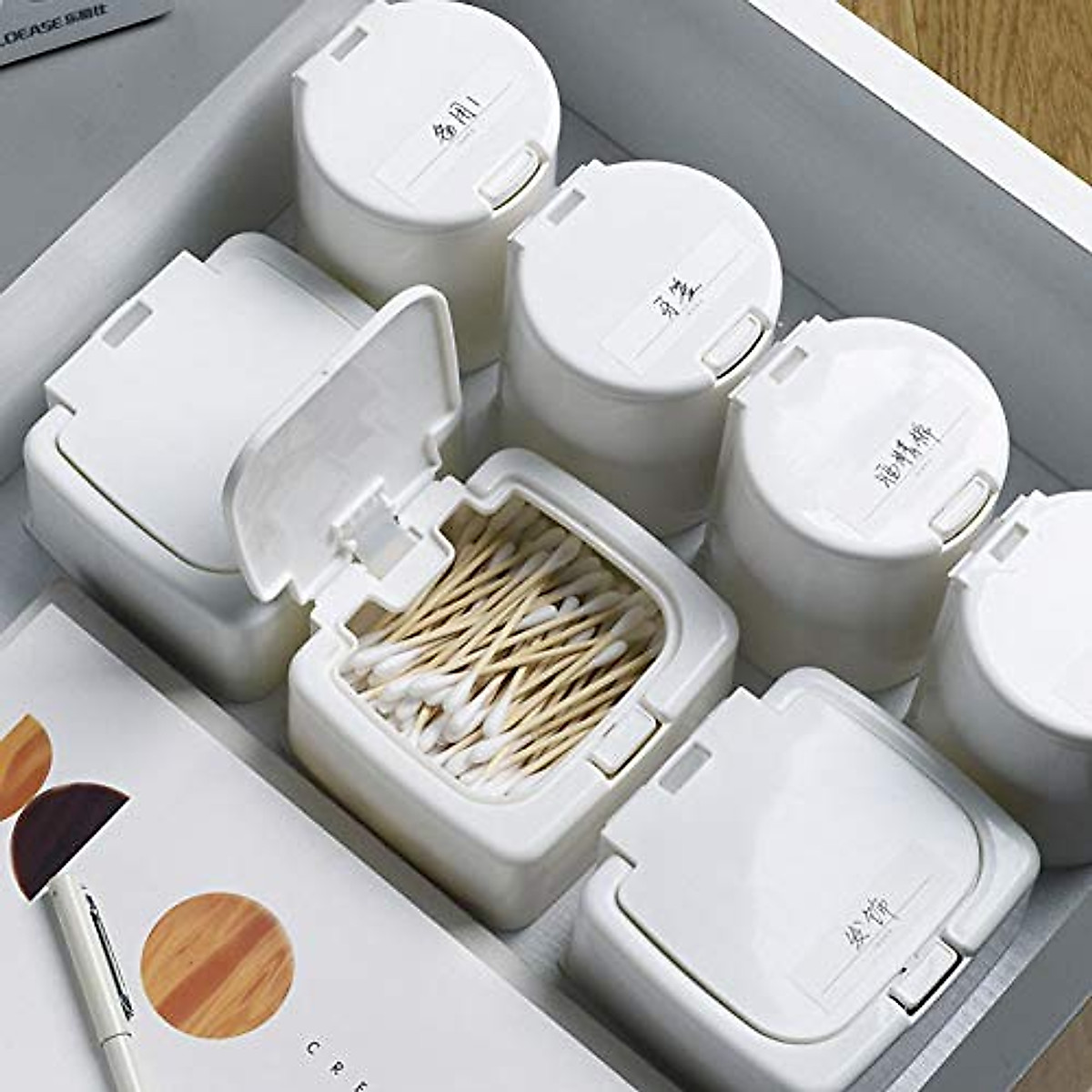 2pcs Mini Cotton Swab Storage Box Makeup Cotton Medicine Storage Organizer Container Bathroom Accessories Holders Dispensers Canisters