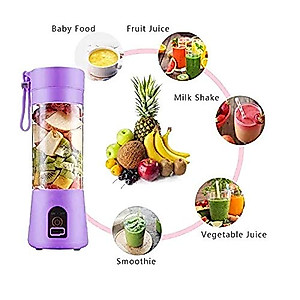 Aizbao Portable Blender, 380ml Six Blades 3D Juice cup, Small Fruit Mixer, Personal Mixer Fruit Rechargeable with USB, Mini Blender for Milk Shakes, Smoothie, Fruit Juice (Purple)