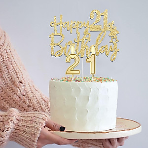 21st Birthday Decorations for Her Include 21st Birthday Tiara and Finally 21 Sash , 21st Birthday Cake Topper and 21 Birthday candles, Gold 21 Balloons, 21st Birthday Gifts for Her Set (Gold)