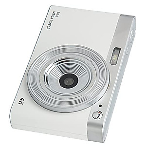 Mini Digital Camera, LED Fill Light 2.88in IPS HD Screen 4K Digital Camera 16X Zoom with Hand Strap for Shooting White