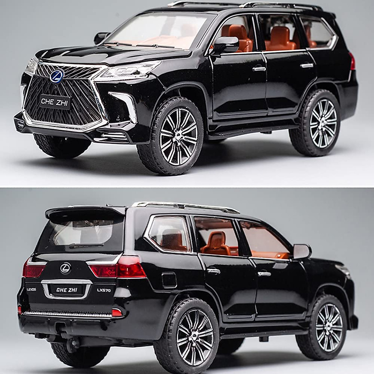 EROCK Exquisite car Model 1/24 Lexus 570 Off-Road in Luxury SUV Model Car, Zinc Alloy Pull Back Toy car with Sound and Light for Kids Boy Girl Gift