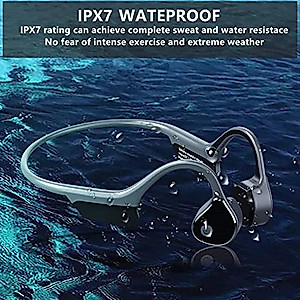 Bone Conduction Headphones Bluetooth 5.0,Wireless Open Ear Headphones with Built-in Mic,Sweatproof Sports Headset for Running and Workouts (Black-Gray)