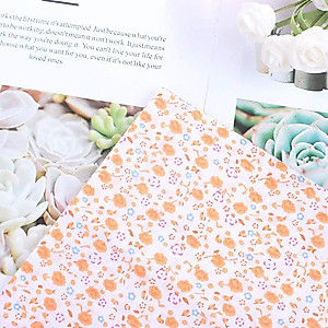 14Pcs Cotton Craft Fabric, Quilting Patchwork Fat Quarter Bundles Quilt Sewing Orange Floral Fabrics for Craft DIY, 25x25cm