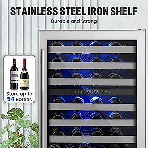 VINECOLD 24" Wine Cooler Refrigerator Dual Zone 54 Bottle Capacity, Seamless Reversible Doors,Shelves Stainless Steel Edged, Built-in or Freestanding Wine Cooler for Home and Kitchen