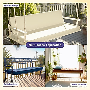 Sutteles Double Piping Bench Cushion,Resistant Bench Cushions for Outdoor Furniture,with Non-Slip Ties and Removable Cover,for Patio/Piano Bench Cushion (42x16x3, Black)