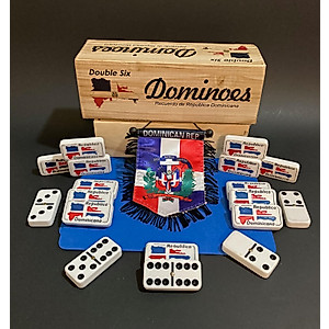 PRK 14 Dominican Rebulic Flag with Double six Domino Dominoes Game Tiles Domino Family Fun Gifts (Dominican)
