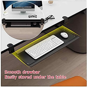 Clamp Keyboard Tray, Sliding Keyboard Tray Under Desk, Adjustable Keyboard Tray Under Desk, Made of Metal Steel, Strong and Stable, Black