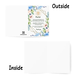 J&J'S TOYSCAPE Card for Pastor Appreciation, Christian Gratitude Card for Church, Thank You Card for Pastor, Minister, Priest, 7x5 Inch Card with Envelope (Flowers)