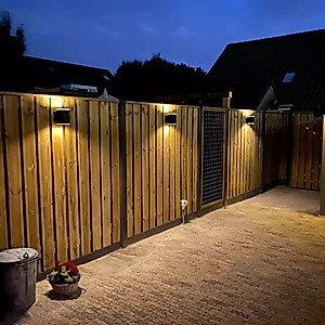 Outdoor Solar Lights Up Down Dusk to Dawn Solar Lighting Cylinder Décor Fence Solar Lights Waterproof Sconce Mood Light Ambient Wall Lights LED Yard Lights for Patio Porch Deck, Black, SL10-48CW