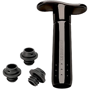 Le Creuset Wine Pump and 3 Stoppers, Black Nickel