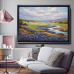 Enchanting Texas, Native Texas Hill Country Bluebonnet Landscape - Fine Art Print Mounted in a White Mat Board