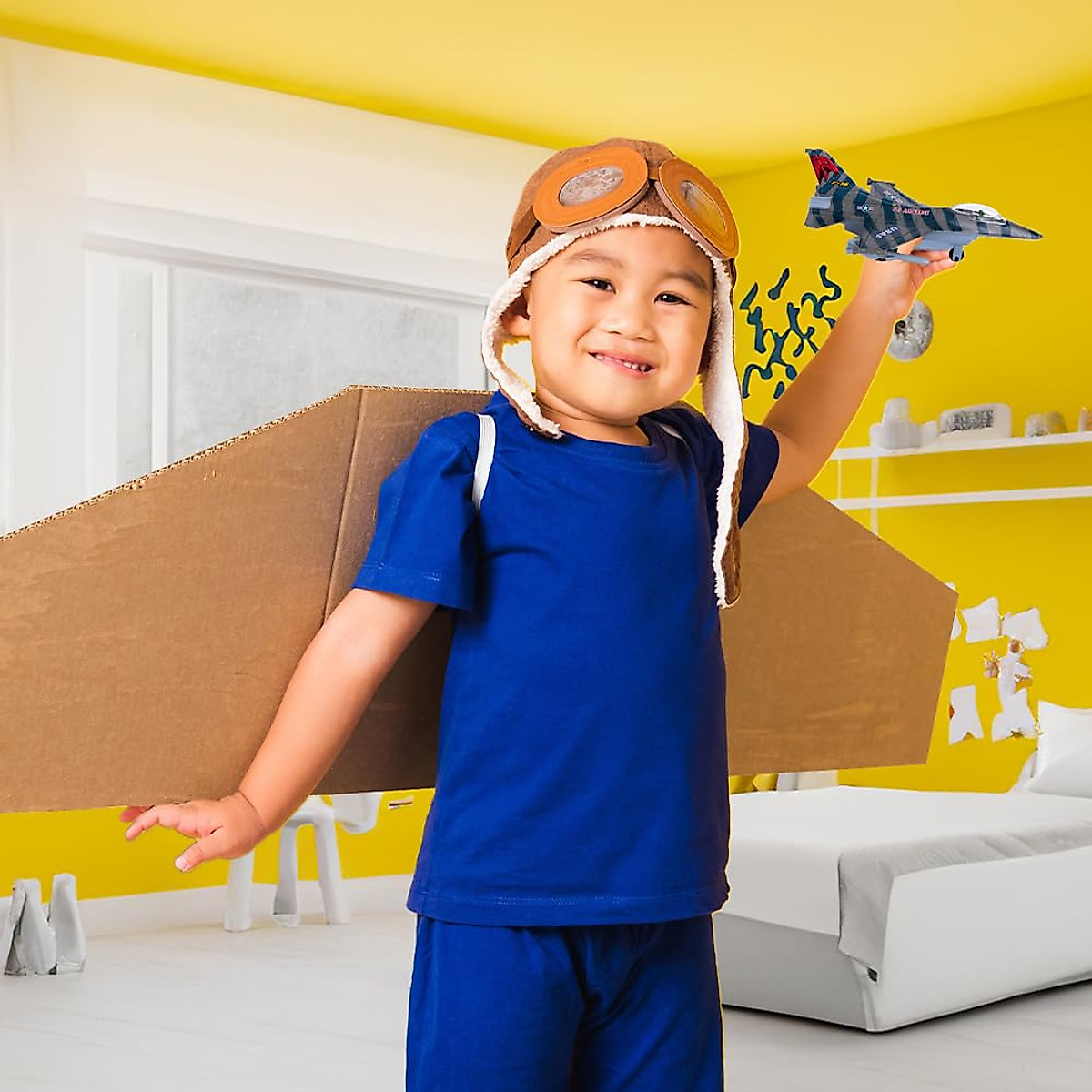 ArtCreativity Diecast F-16 Fighter Jet Toy, Pull Back Military Fighter Jets, Set of 2, Diecast Metal Airplane Jet Toys, Air Force Military Cake Decorations, Birthday Gift for Toddler Boys and Girls