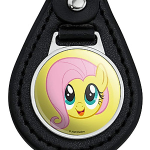 GRAPHICS & MORE Black Leather My Little Pony Fluttershy Face Keychain