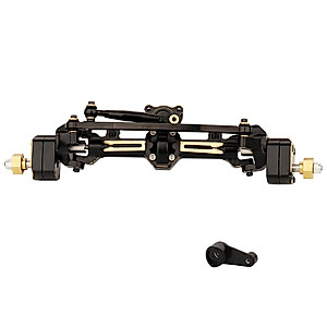 RZXYLRC Brass Black Coating Complete Portal Front and Rear Axles with Servo Mount Servo Arm for Axial AX24 1/24 RC 4WD Crawler Car Metal Upgrade Parts