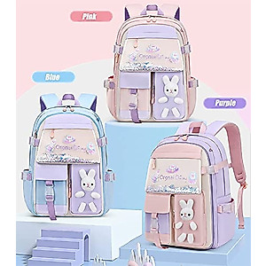 Bunny Backpack, Kawaii Bunny Backpack for Girls, Large Capacity Waterproof Bunny Backpack for School (Purple, Large)